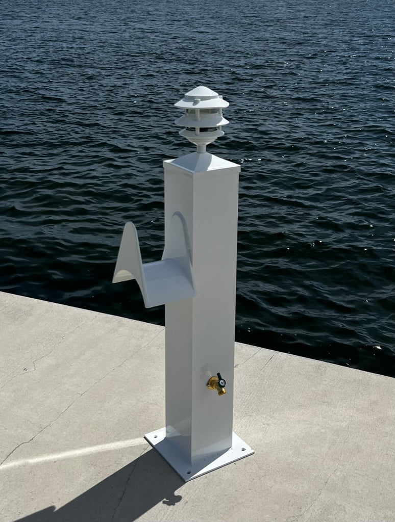 LARGE WATER & ELECTRIC SHORE POWER PEDESTAL 36"H x 10"W x 10"D with Li ...