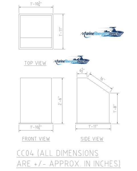 CENTER CONSOLE - 30"H x 23"W x 22"D - CMCC04 – Marine Fiberglass Direct