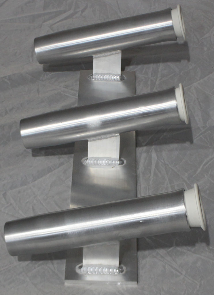 Three 10" Aluminum Boat Fishing or Pole Rod Holders - Angled at 15 Deg ...